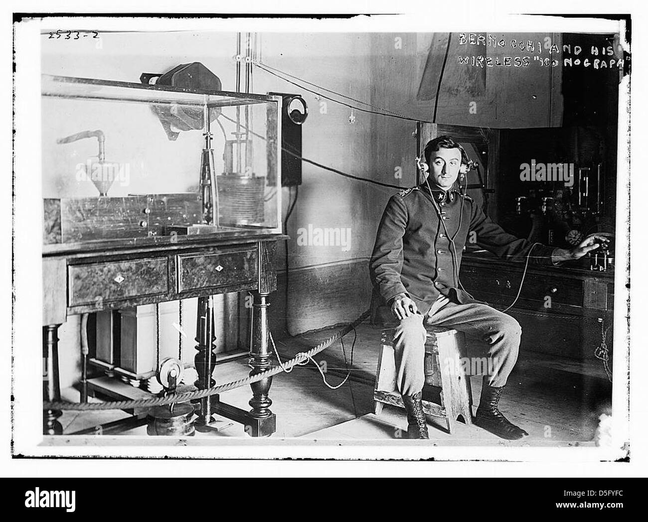 A photo of inventor Bermocchi and his wireless 'iconograph', an early ...