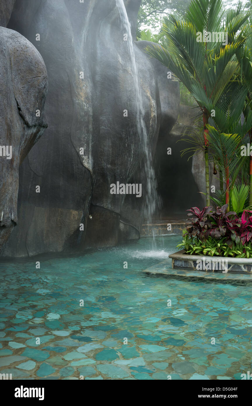 Hot springs waterfall in a thermal spa Stock Photo - Alamy