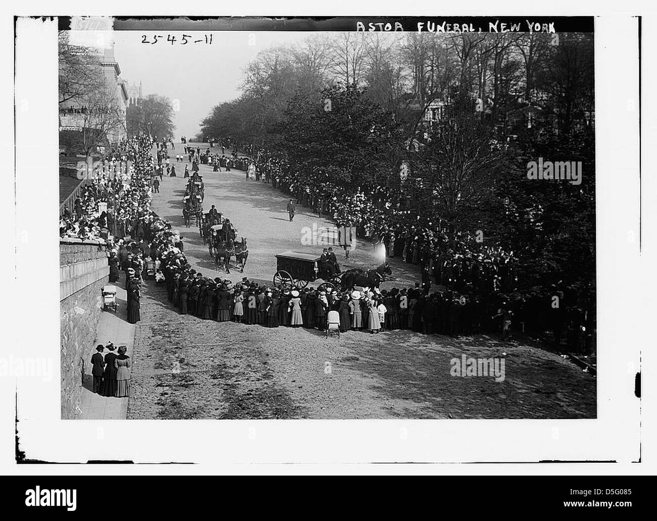 The image shows the funeral procession of John Jacob Astor, a prominent ...