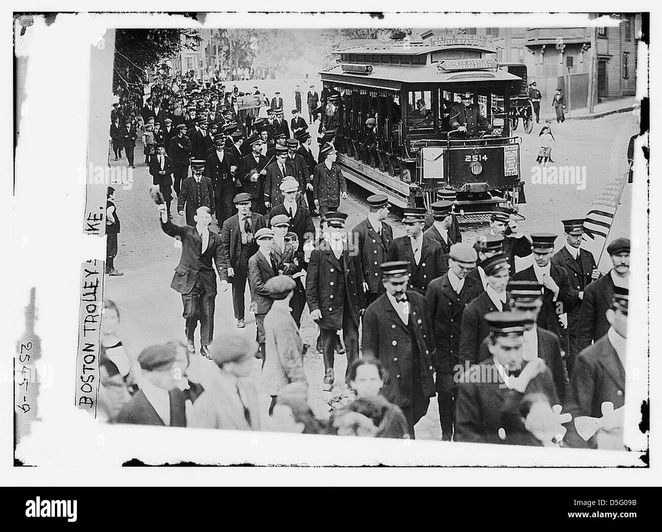 The Boston Trolley Strike, shown in this historical photograph, depicts ...