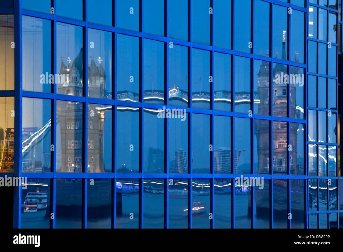 Reflection of Tower Bridge in Office Windows, London, England Stock ...
