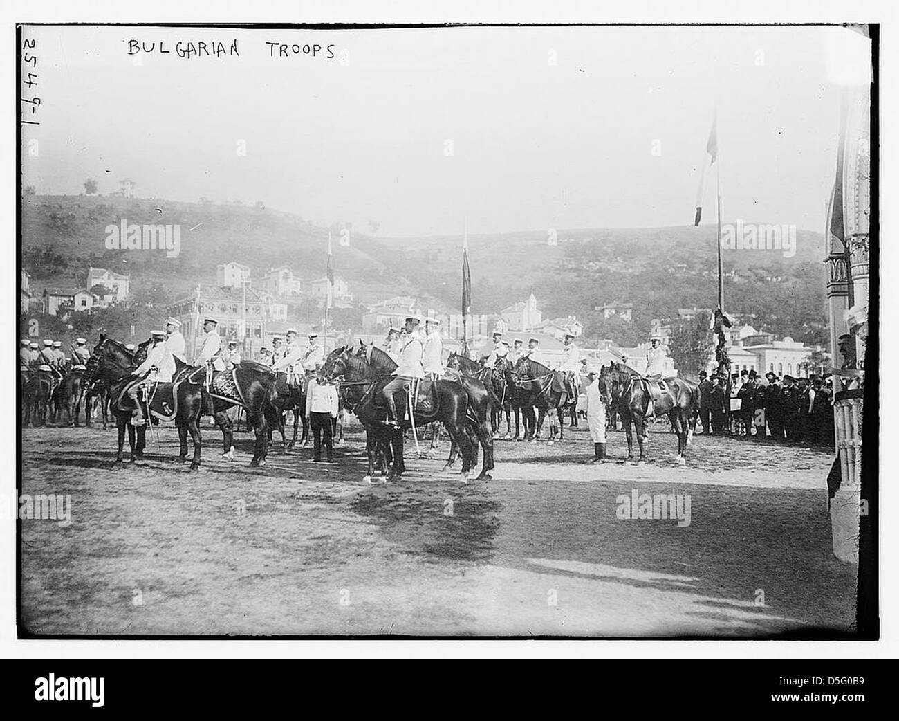 A black-and-white photograph of Bulgarian troops in the early 1900s ...