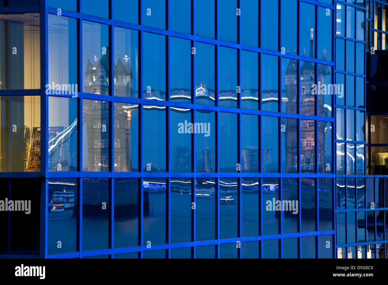 Reflection of Tower Bridge in Office Windows, London, England Stock ...