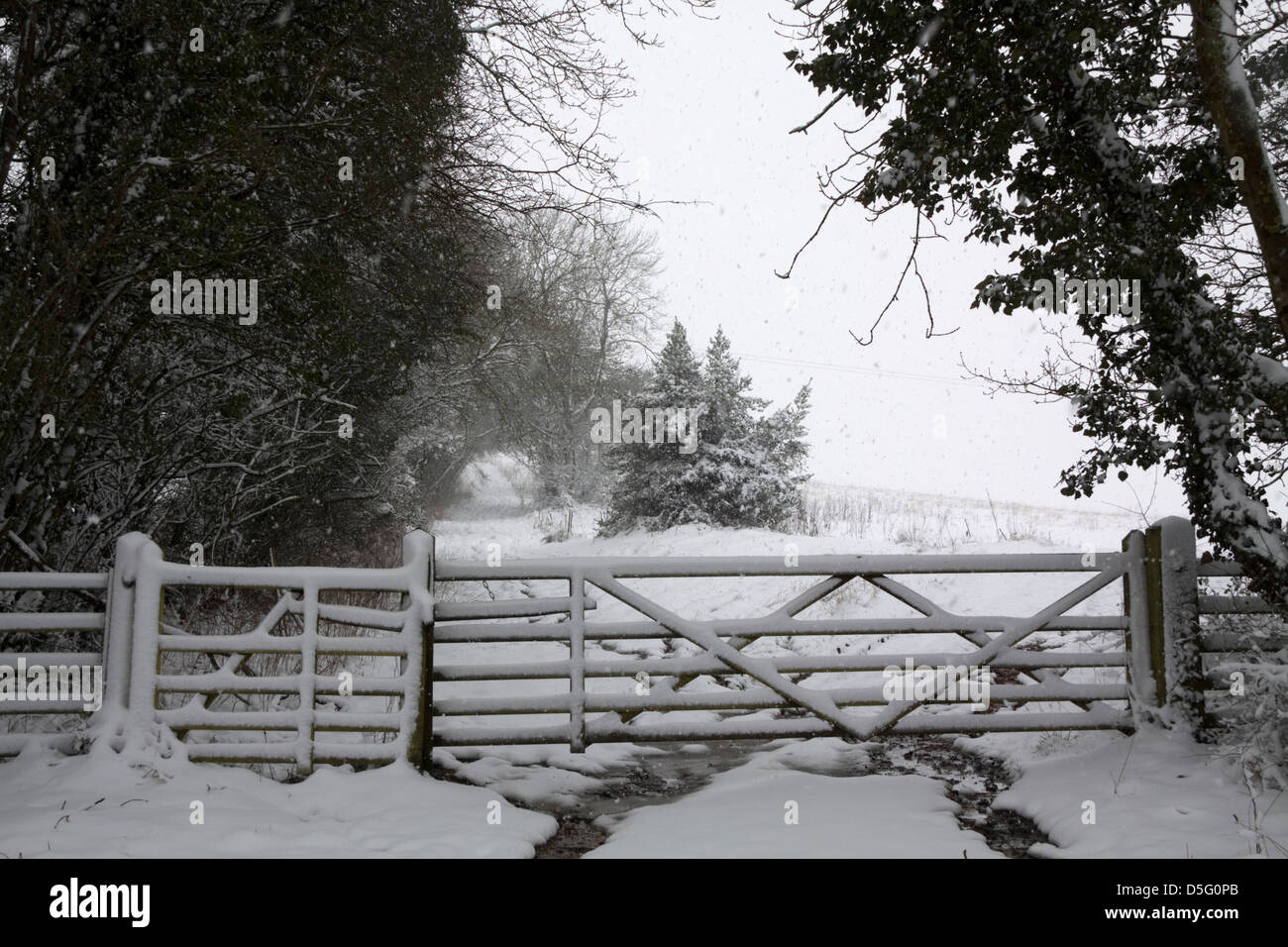 Snowy Gates Hook Norton Oxfordshire England uk Stock Photo - Alamy