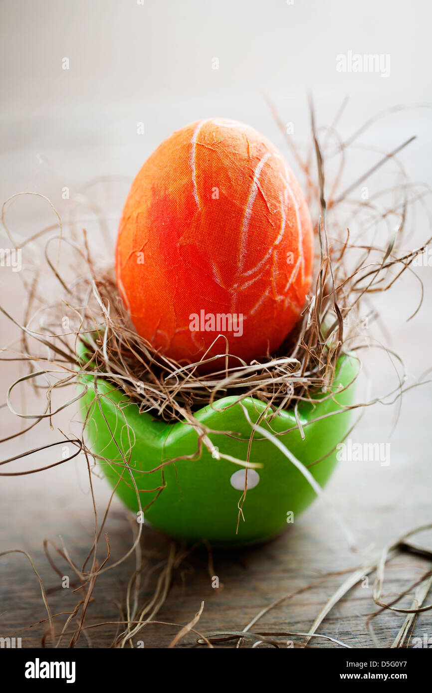 Bright orange easter eggs with selective focus Stock Photo - Alamy