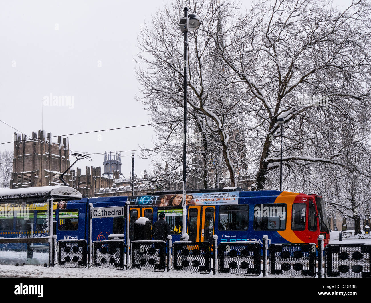 SHEFFIELD, UK - MARCH 23, 2013: Sheffield Tram Supertram in front of ...