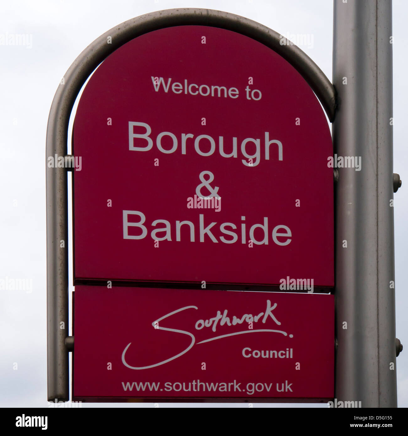 LONDON, UK - MARCH 30, 2013: Southwark Council Welcome Sign in Borough ...