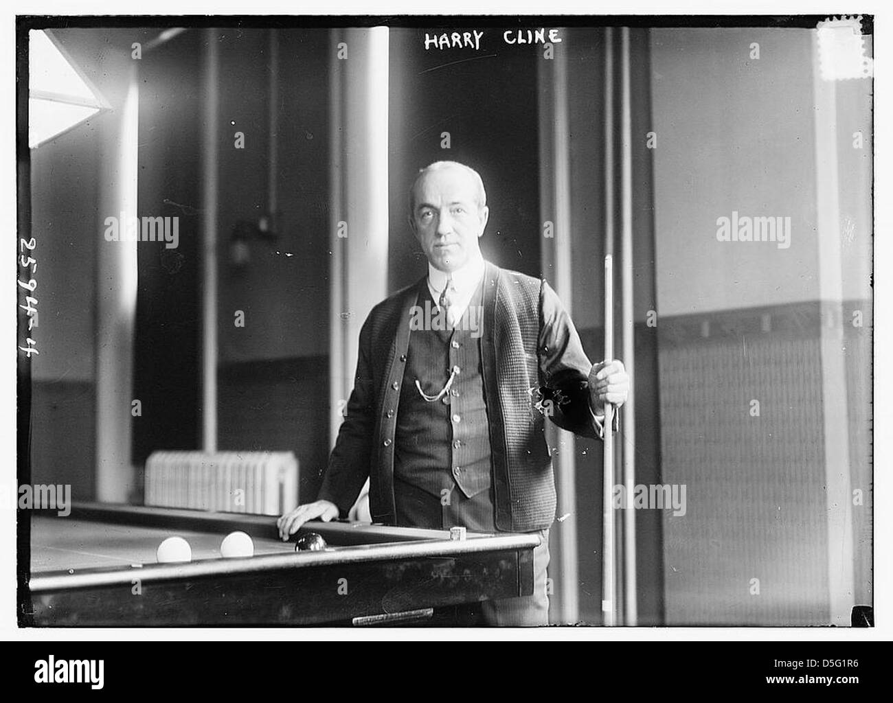A photograph from the 1910s of Harry Cline, a billiards champion, posed ...