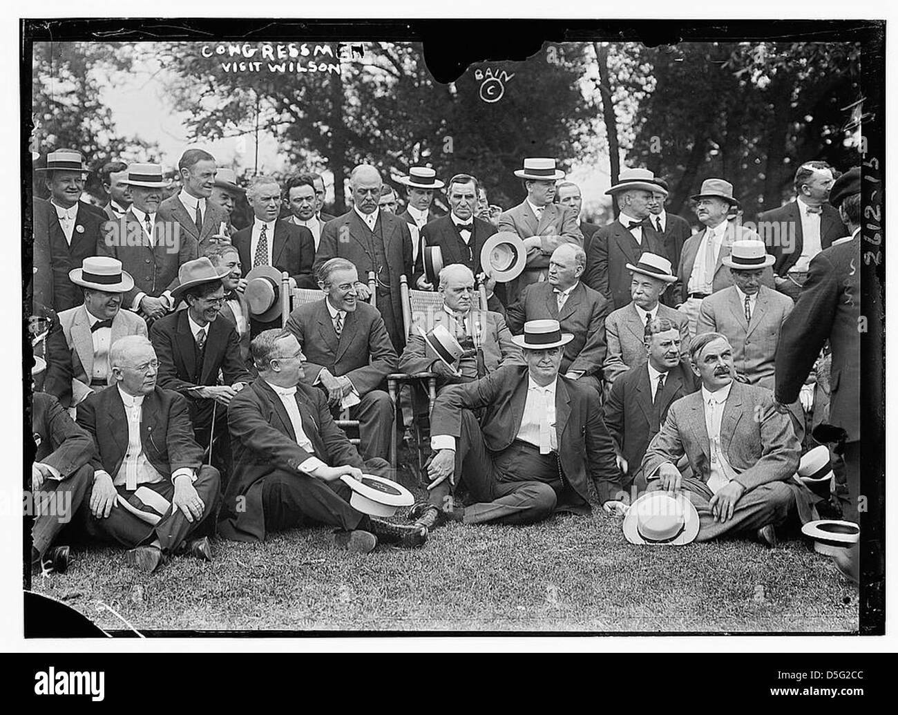 A 1912 photograph of congressmen visiting President Woodrow Wilson ...