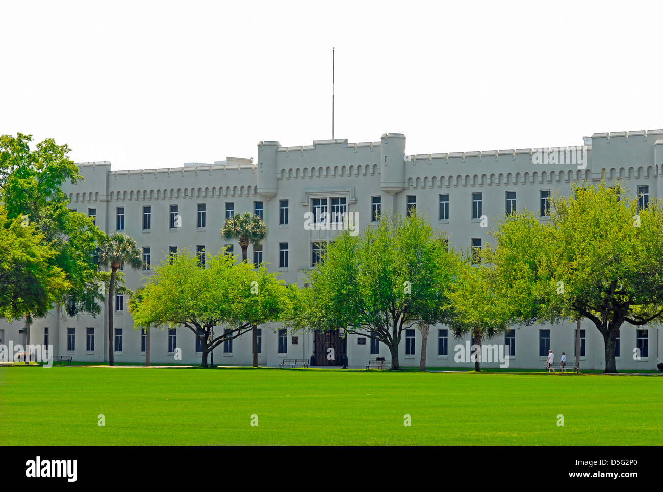 View across the parade field on the campus of The Citadel, located in ...