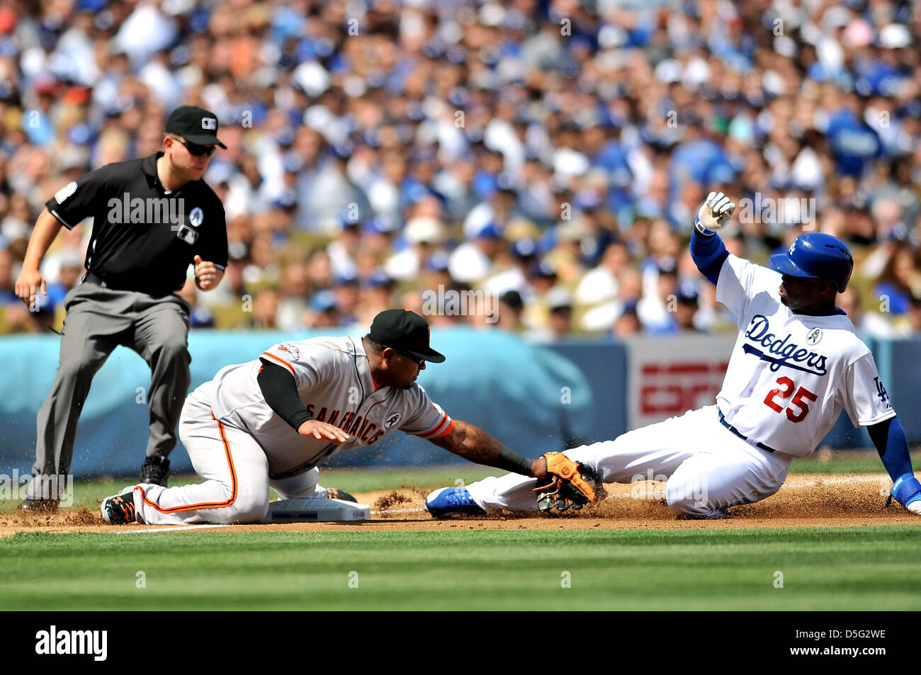 April 1, 2013 Los Angeles, CA.Los Angeles Dodgers left fielder Carl ...