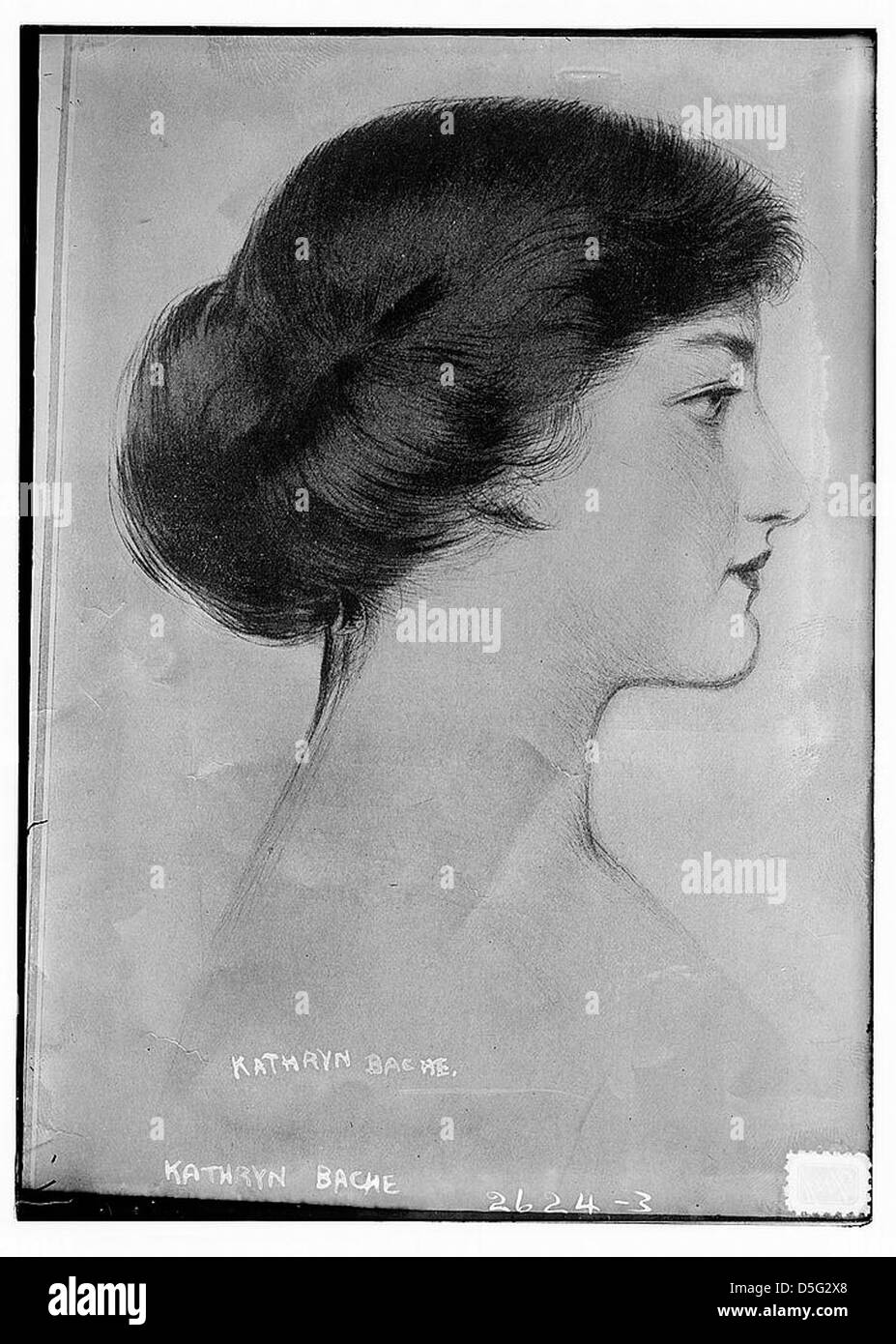 This portrait features Kathryn Bache, a notable figure captured in ...