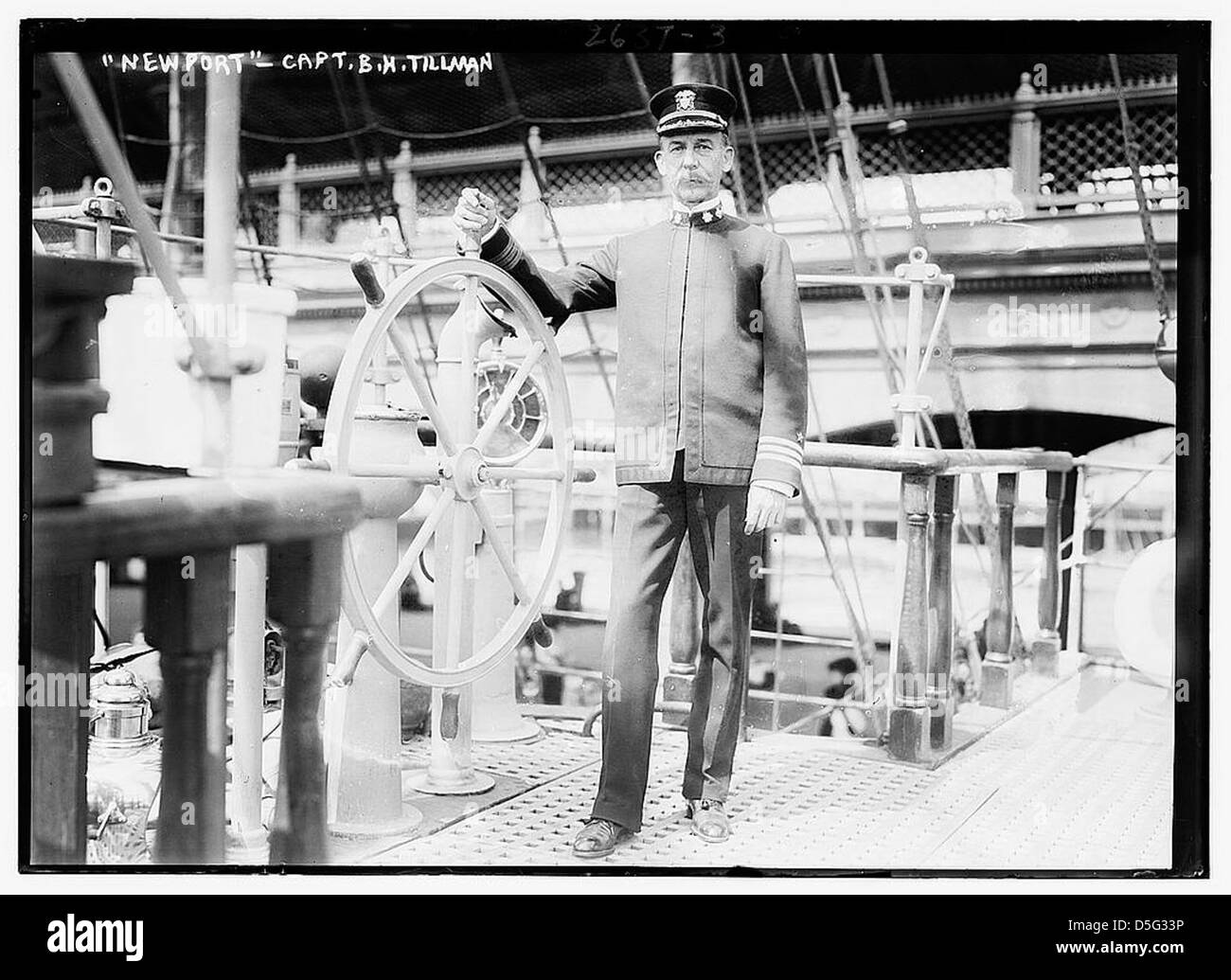 Captain B.H. Tillman, shown aboard the USS Newport, a training ship of ...