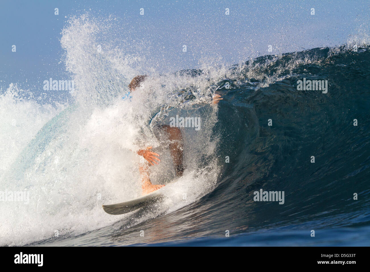 Surfing a wave.Indonesia Stock Photo - Alamy