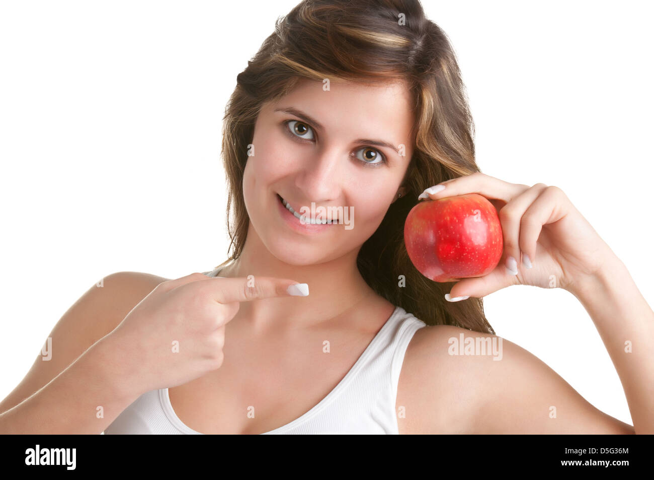 Red apple woman hand hi-res stock photography and images - Alamy