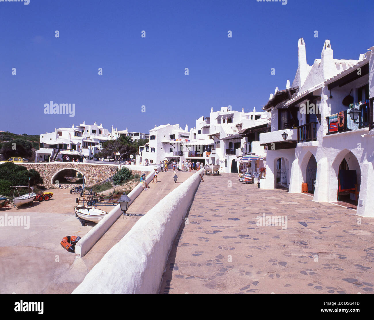Whitewashed fishing village development of Binibeca, Menorca, Balearic ...