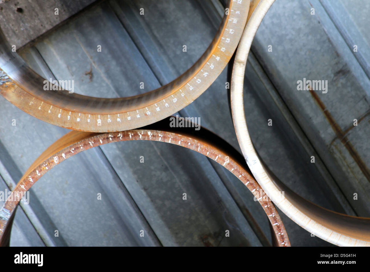 numbered steel tubes Stock Photo - Alamy