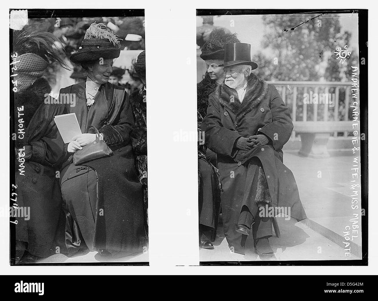 Andrew Carnegie, his wife, and Mabel Choate captured in a formal group ...