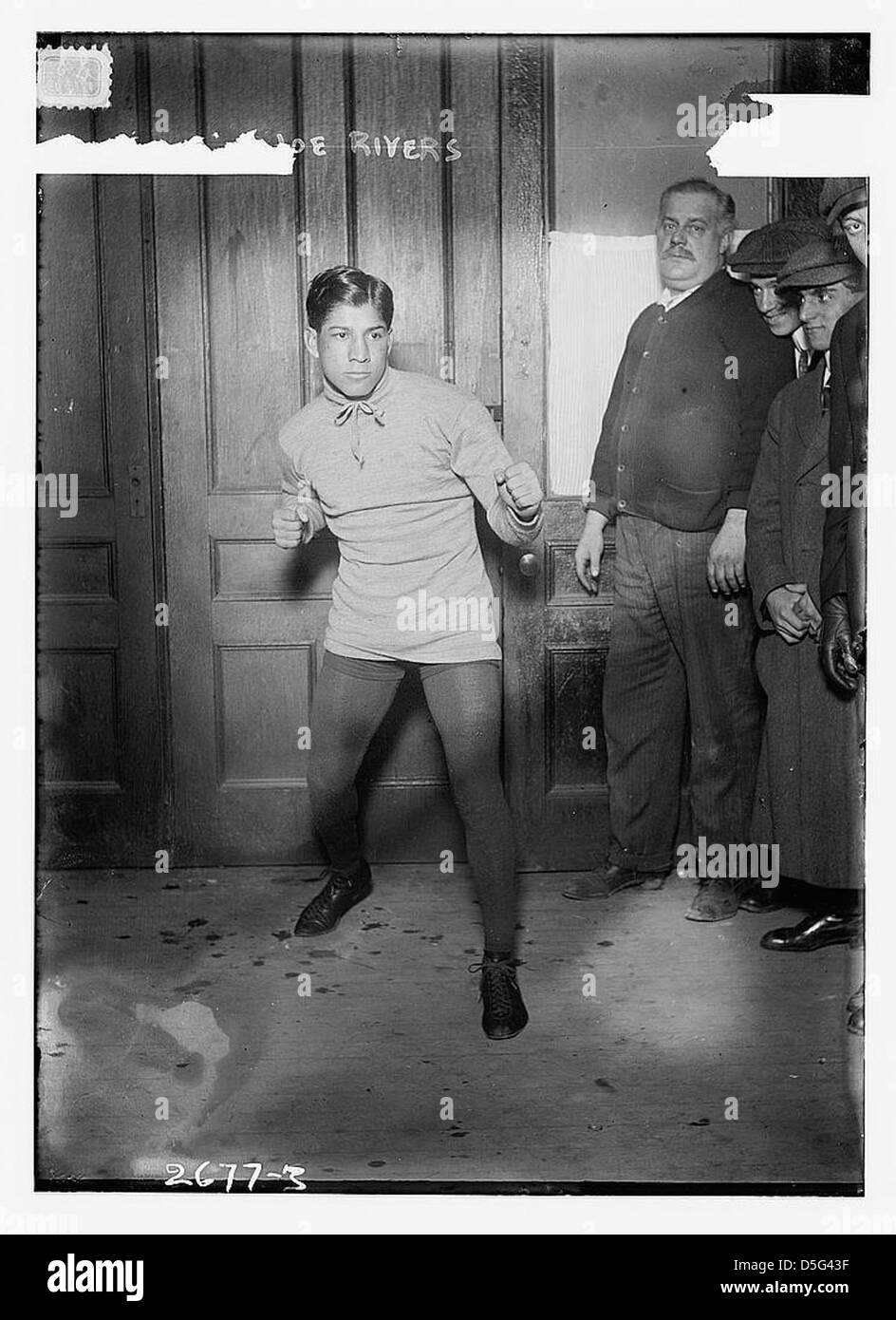 A portrait of Joe Rivers, a Mexican-American boxer known for his skills ...