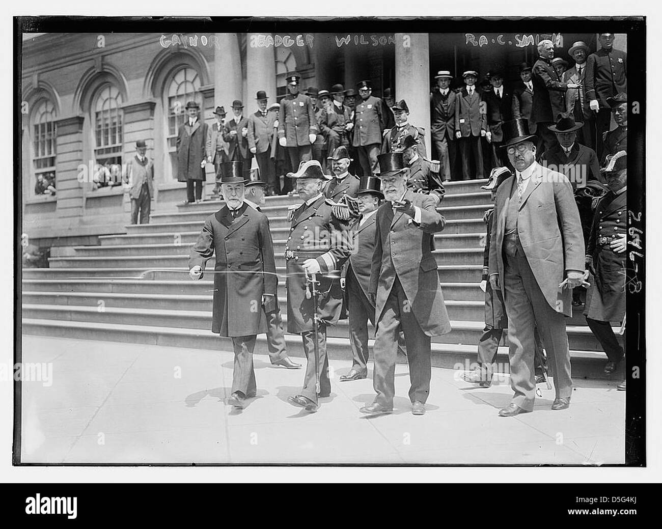 A photograph featuring Admiral Charles J. Badger, Mayor William J ...
