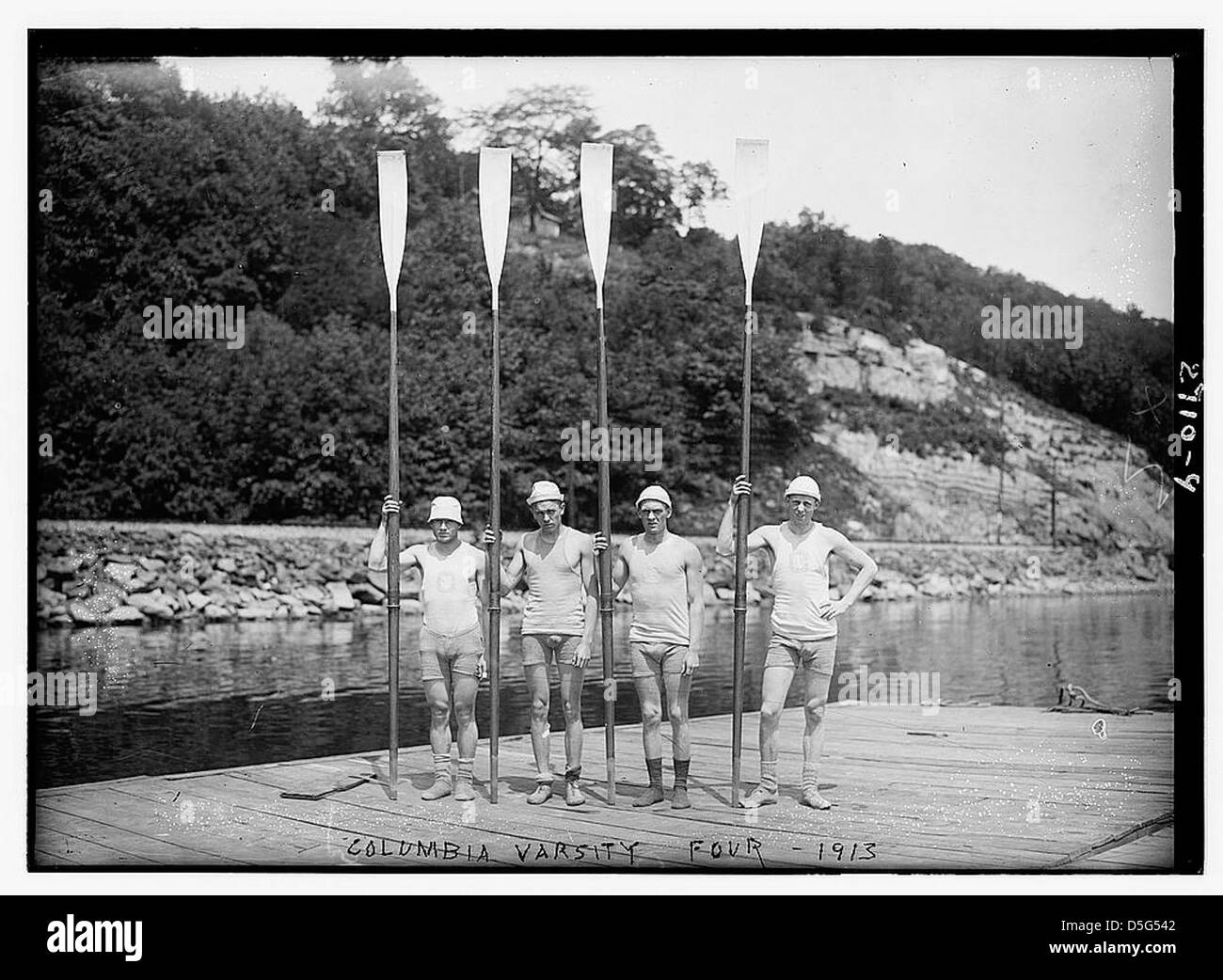 A photograph of the 1913 Columbia University Varsity Four crew team in ...