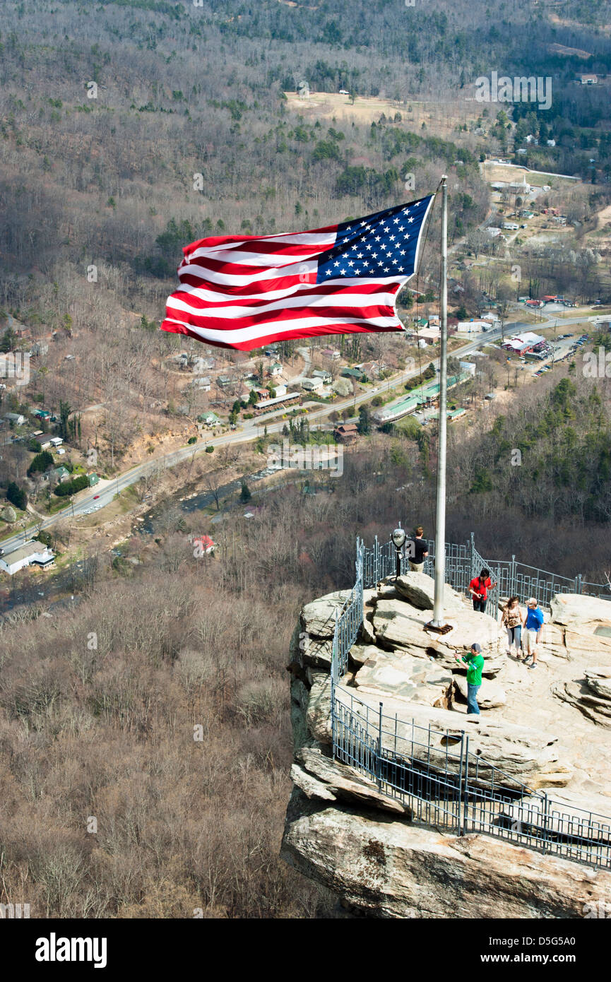 A view of the top of Chimney Rock at Chimney Rock State Park , near ...