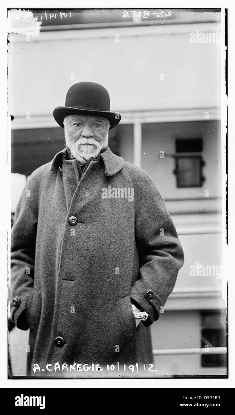 This portrait shows Andrew Carnegie, the prominent industrialist and ...