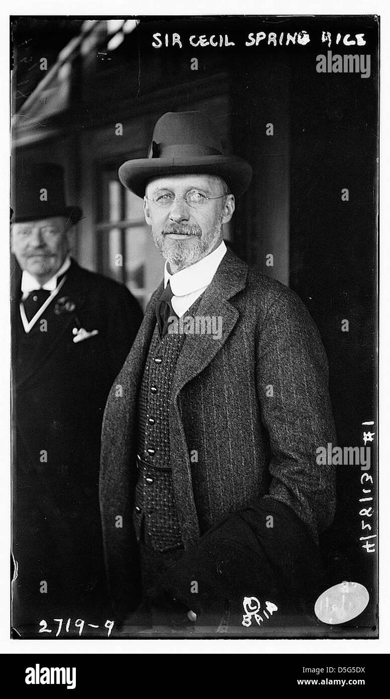 Sir Cecil Spring Rice, captured in 1913, is shown with a well-groomed ...