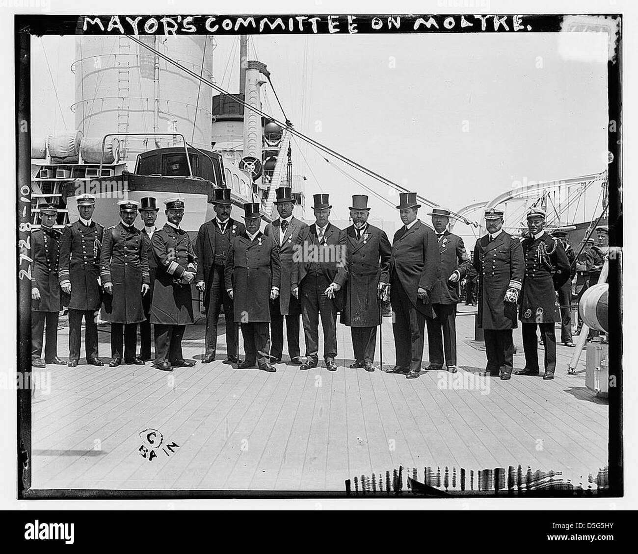 A photograph showing the Mayor’s committee aboard the German Imperial ...