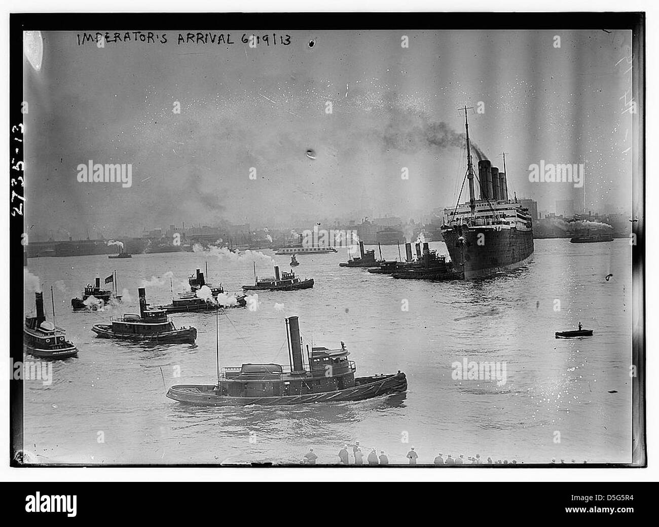 The ocean liner RMS Imperator, part of the Cunard Line, arrives in the ...