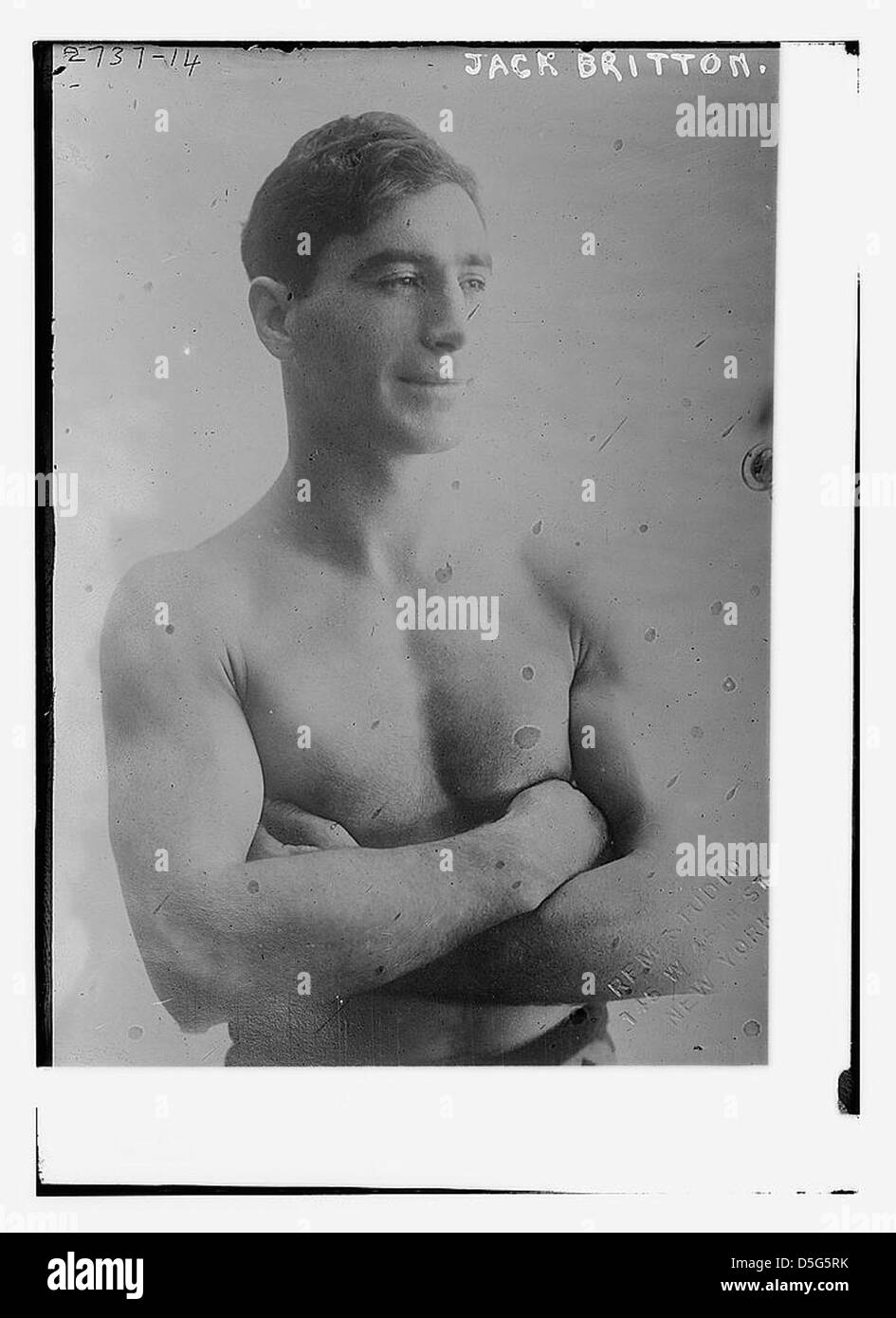 Jack Britton, a bare-chested boxer, is captured in a portrait. The ...