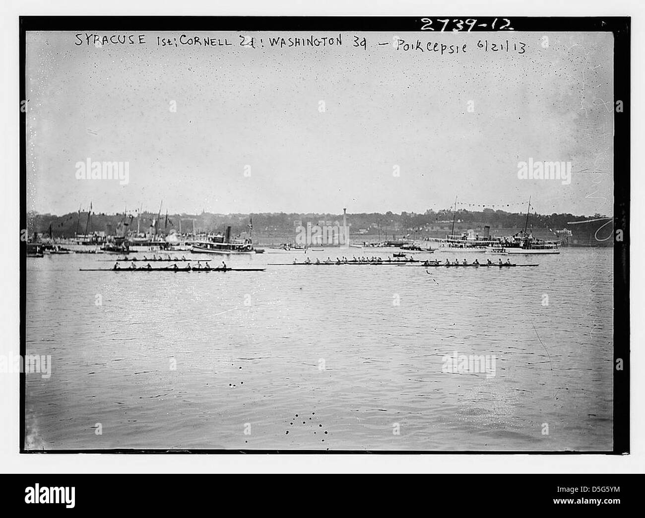 The photo captures the results of the 1913 rowing races at Poughkeepsie ...