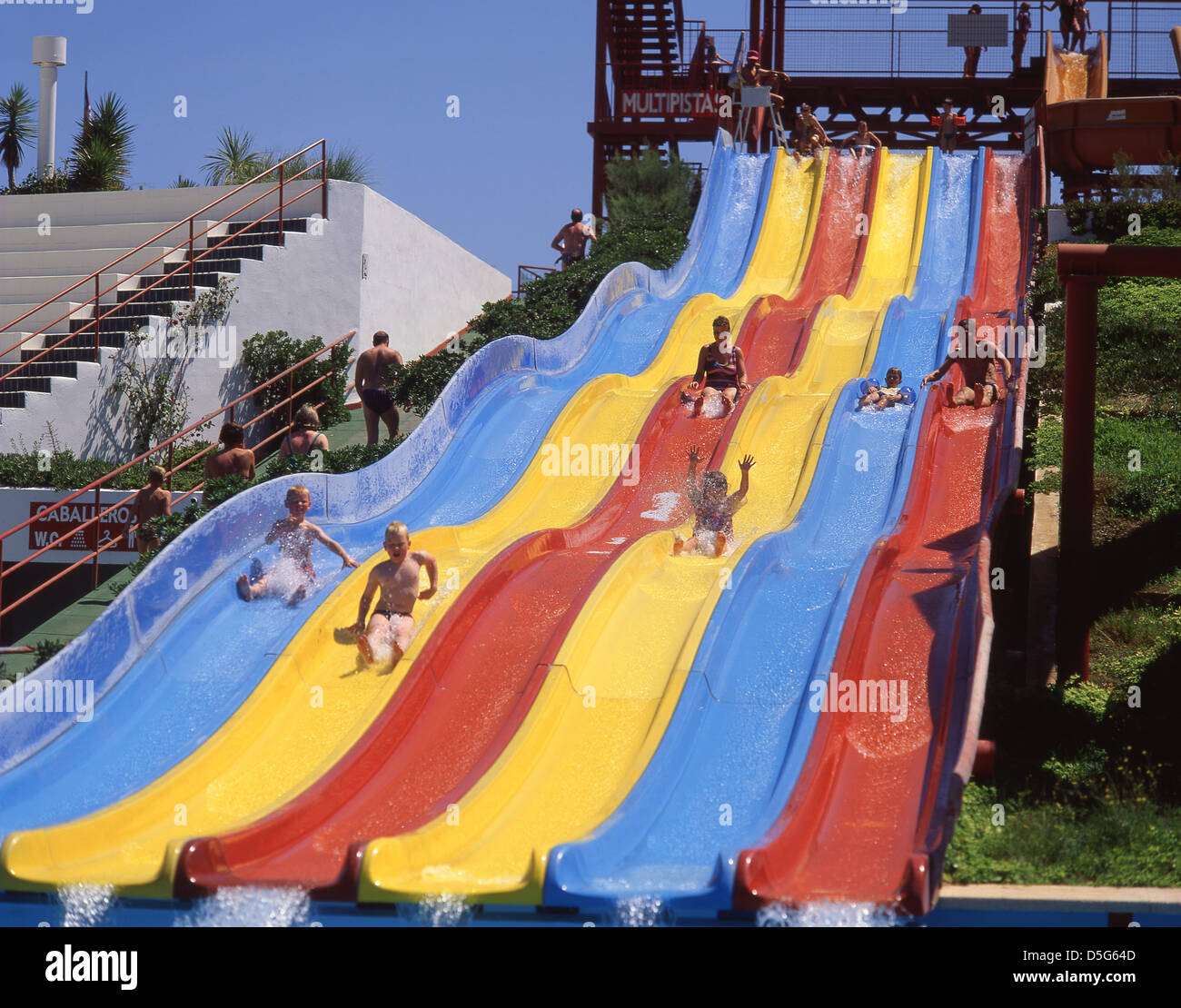 Waterslides at Alcudia Waterpark, Alcudia, Majorca (Mallorca), Balearic ...