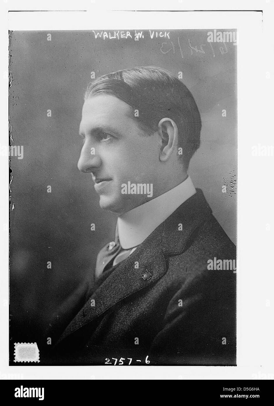 A profile portrait of Walker W. Vick, captured in black-and-white. The ...