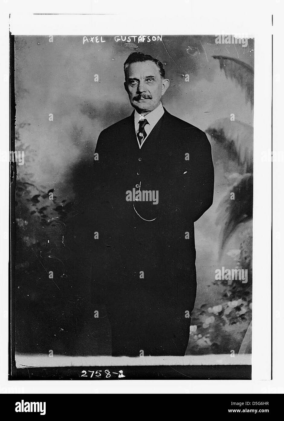 A portrait of Axel Gustafson, notable for his distinctive mustache and ...