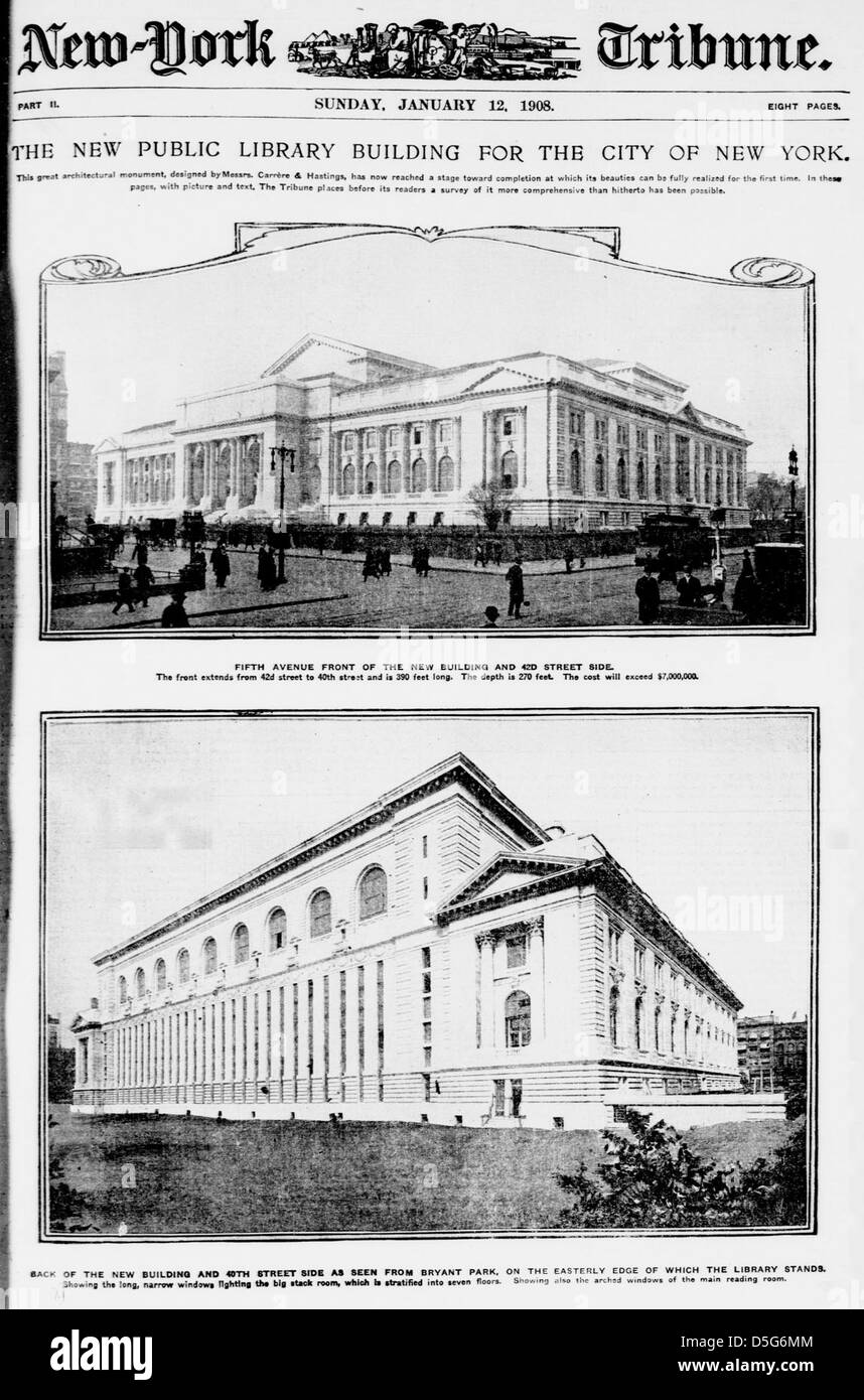 The New York Public Library, located on Fifth Avenue at 42nd Street in ...