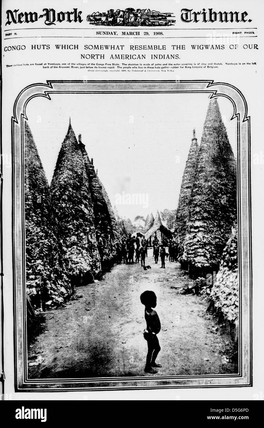 This photograph from Africa shows traditional Congo huts, which share ...