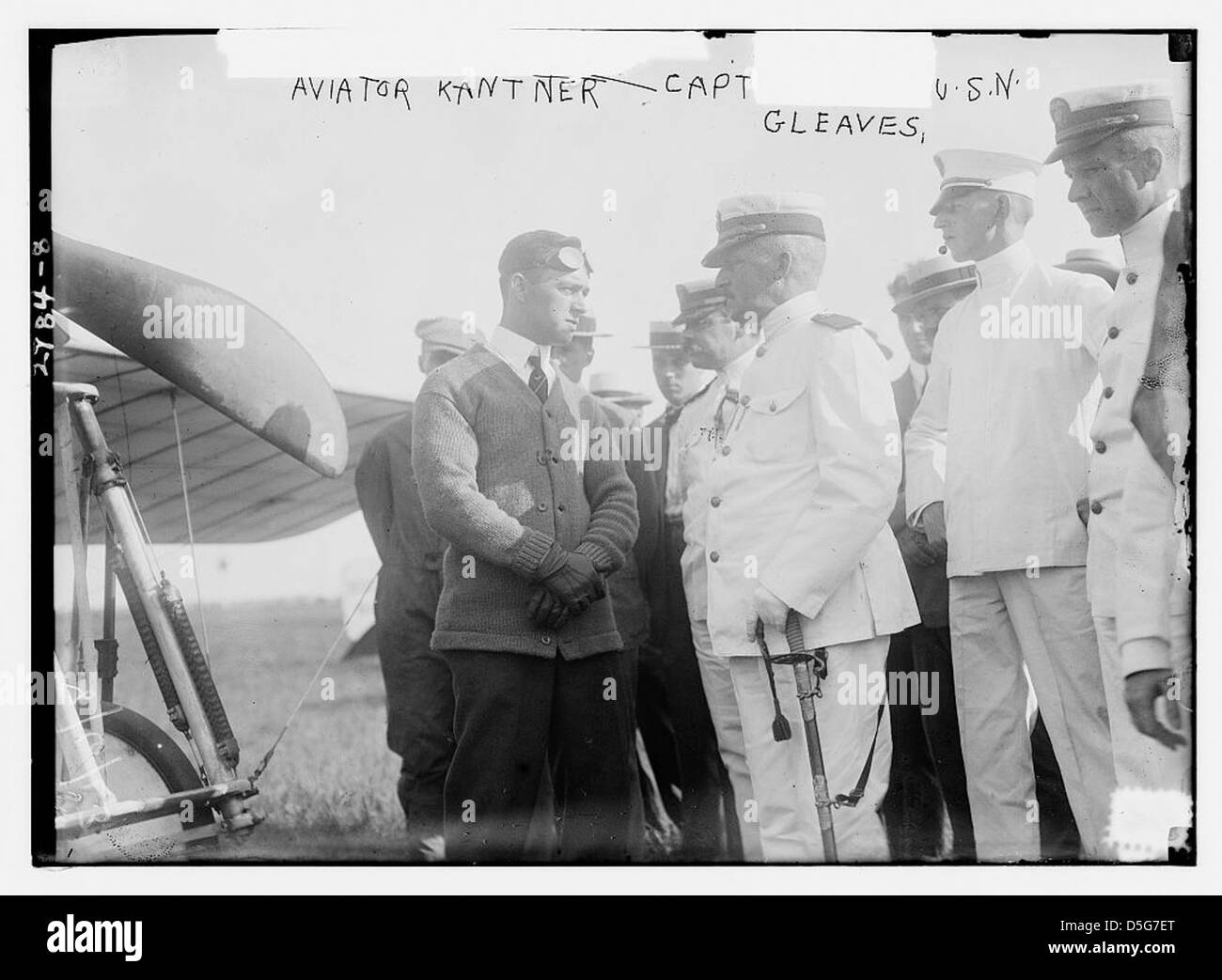 Captain Albert Gleaves and aviator Harold Kantner are pictured in 1913 ...