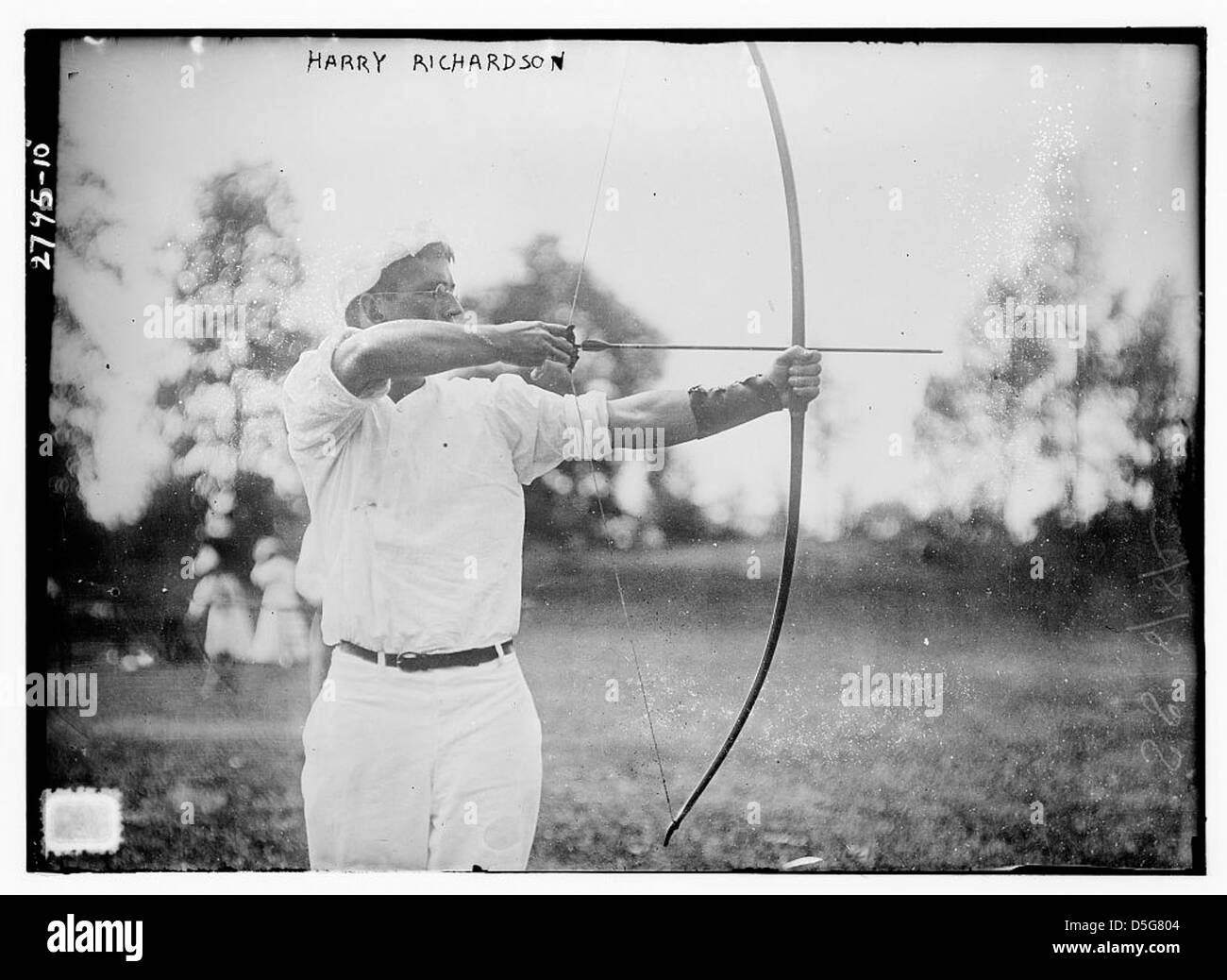 Harry Richardson, a skilled archer, is shown in this photograph ...