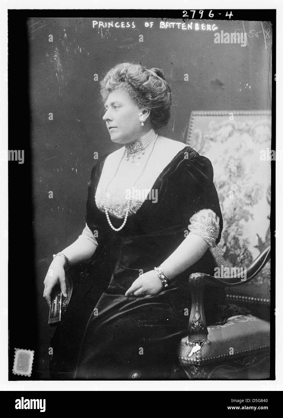 A portrait of the Princess of Battenberg, featuring her seated in a ...