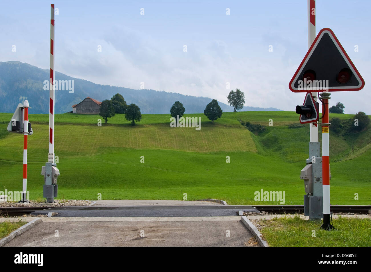 Switzerland, Canton Bern, Emmental land, Rail crossing Stock Photo - Alamy