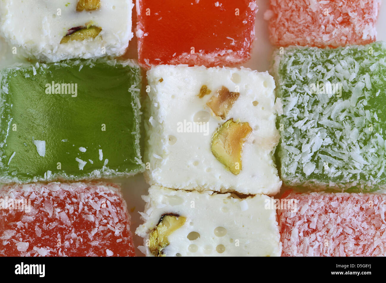 Turkish delight cubes, close up Stock Photo - Alamy