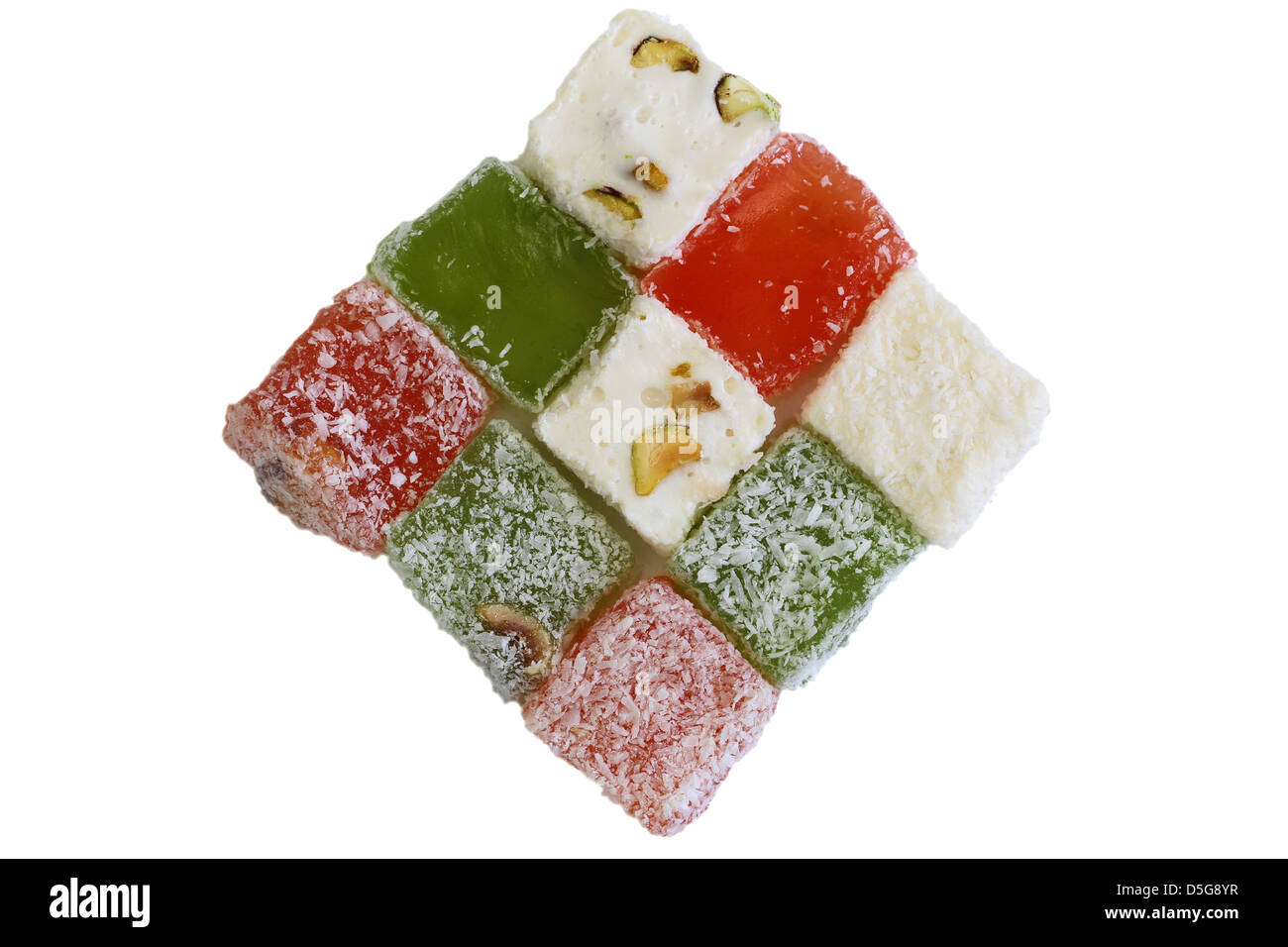 Turkish delight cubes isolated on white Stock Photo - Alamy