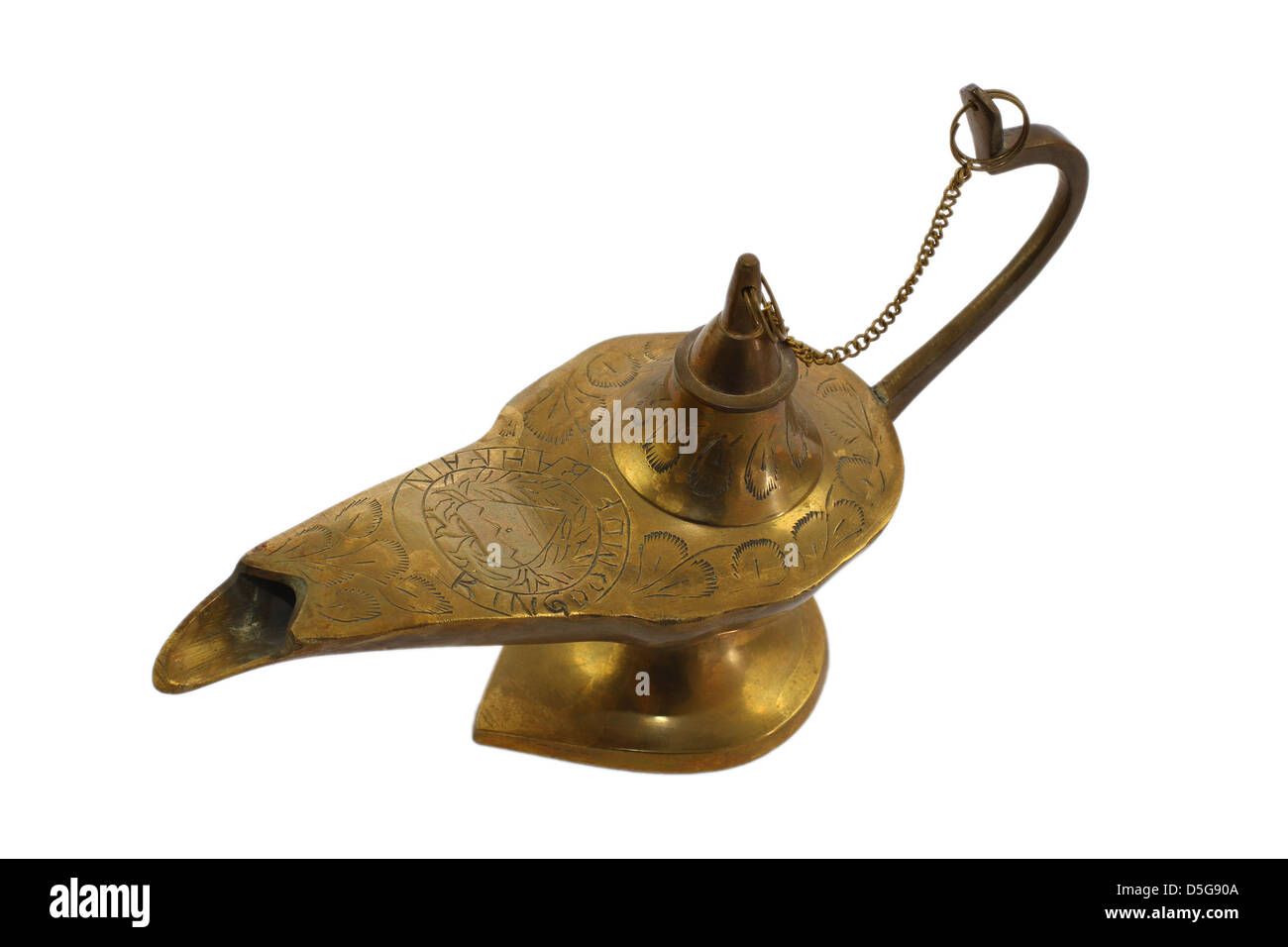 Vintage alladin lamp isolated on white Stock Photo - Alamy