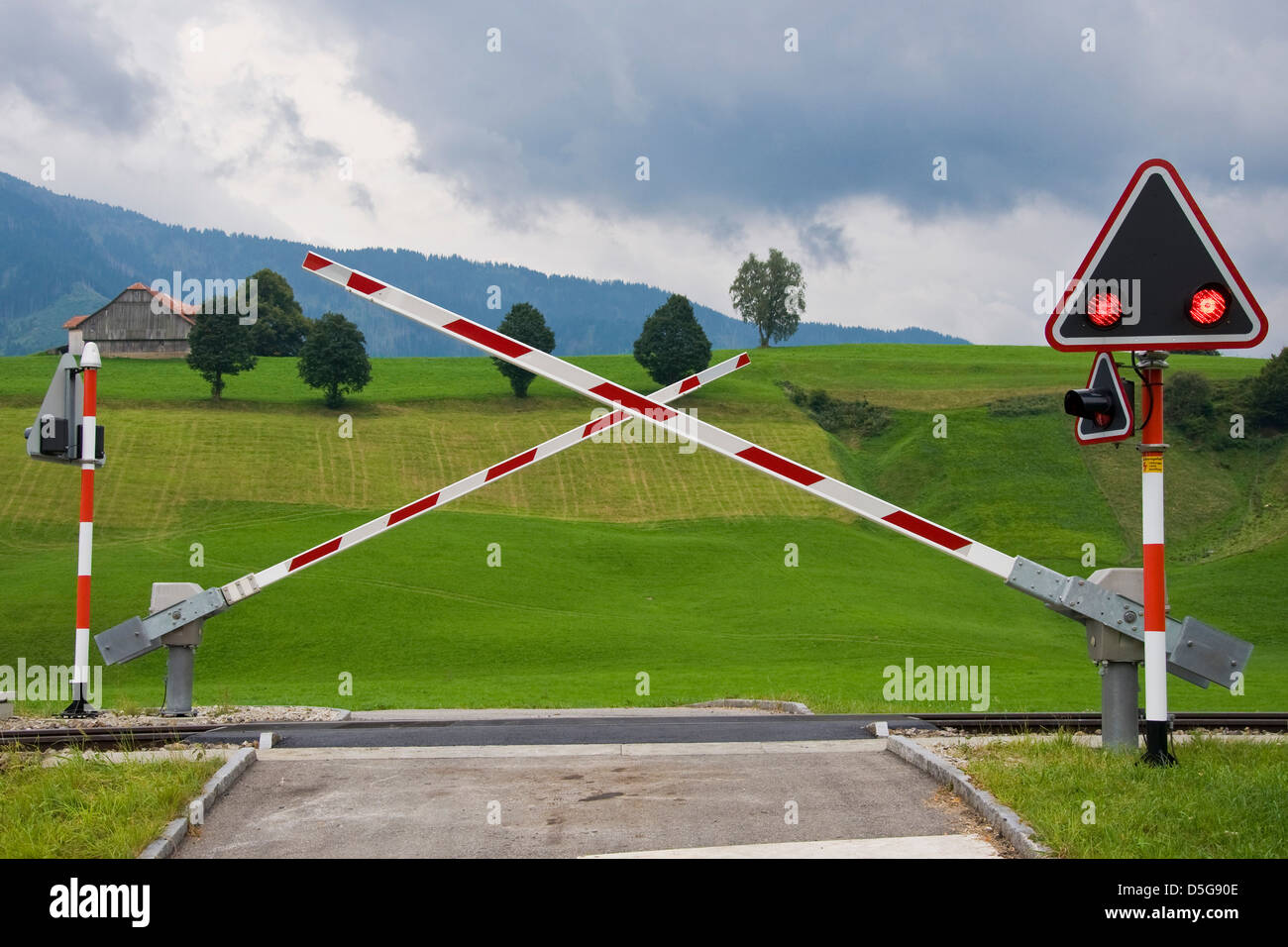 Switzerland, Canton Bern, Emmental land, Rail crossing Stock Photo - Alamy