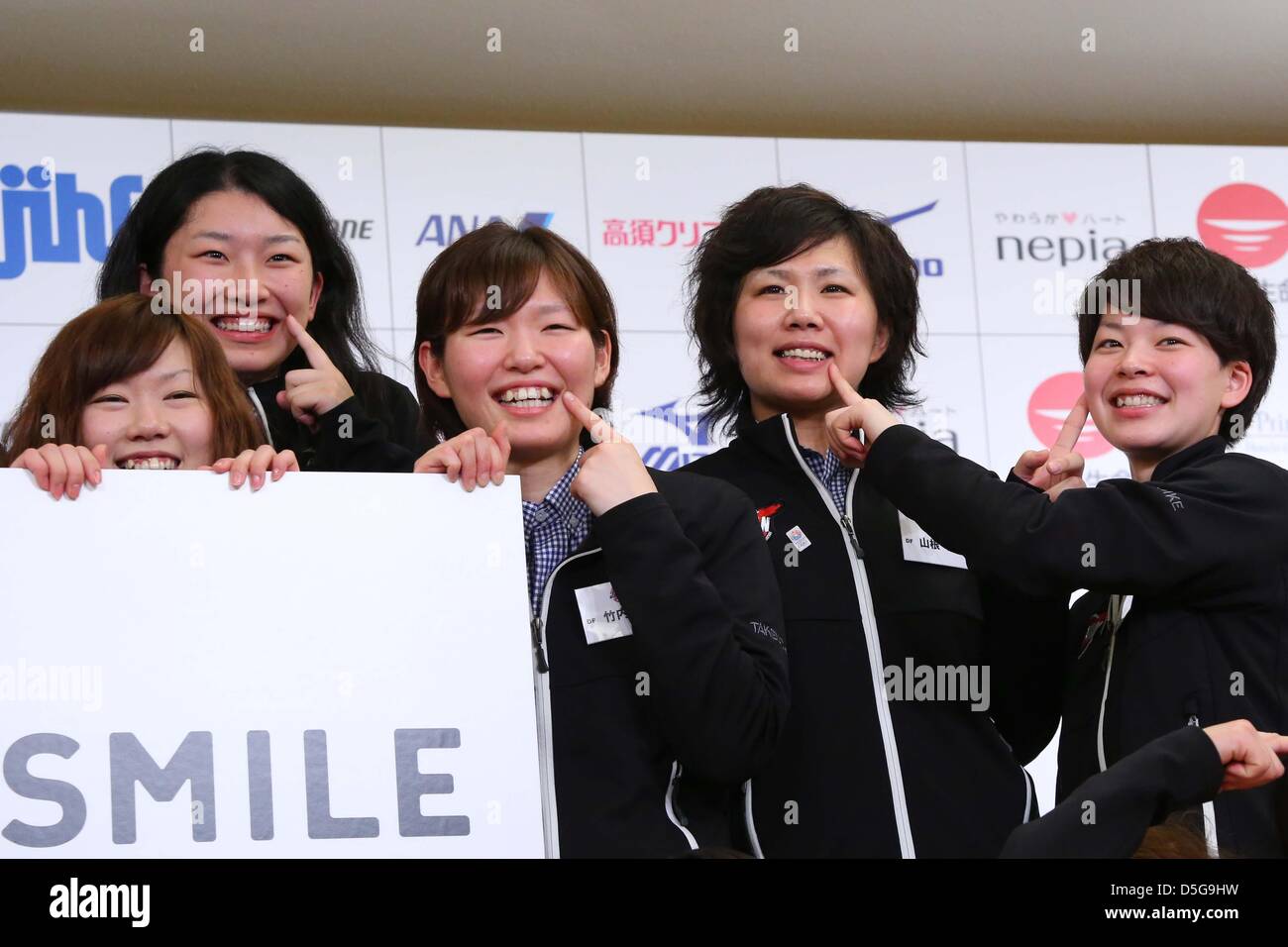 (L-R) Azusa Nakaoku, Ayaka Toko, Aina Takeuchi, Tomoe Yamane, Shiori Koike (JPN), MARCH 28, 2013 ...
