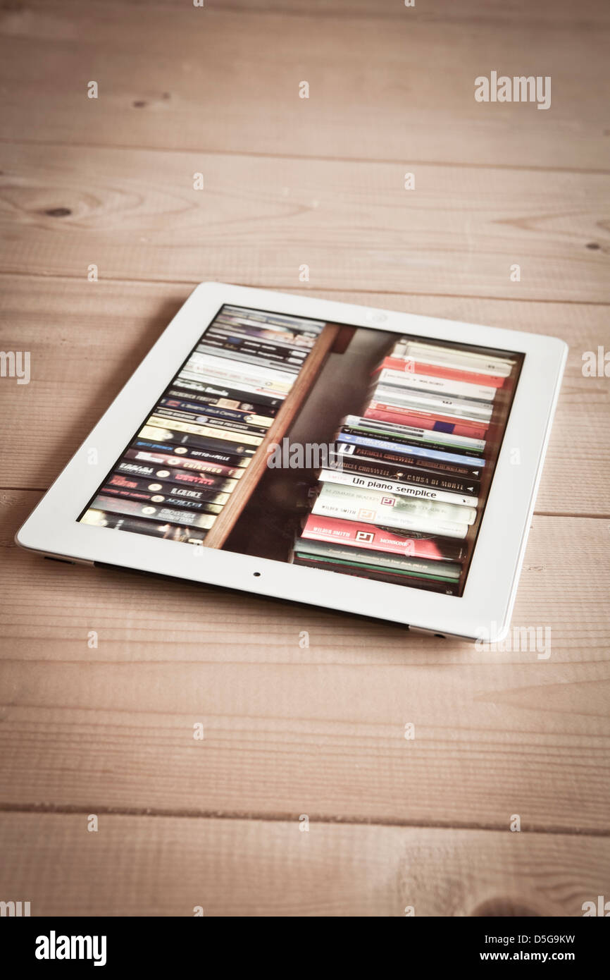 ipad with an image of books Stock Photo - Alamy