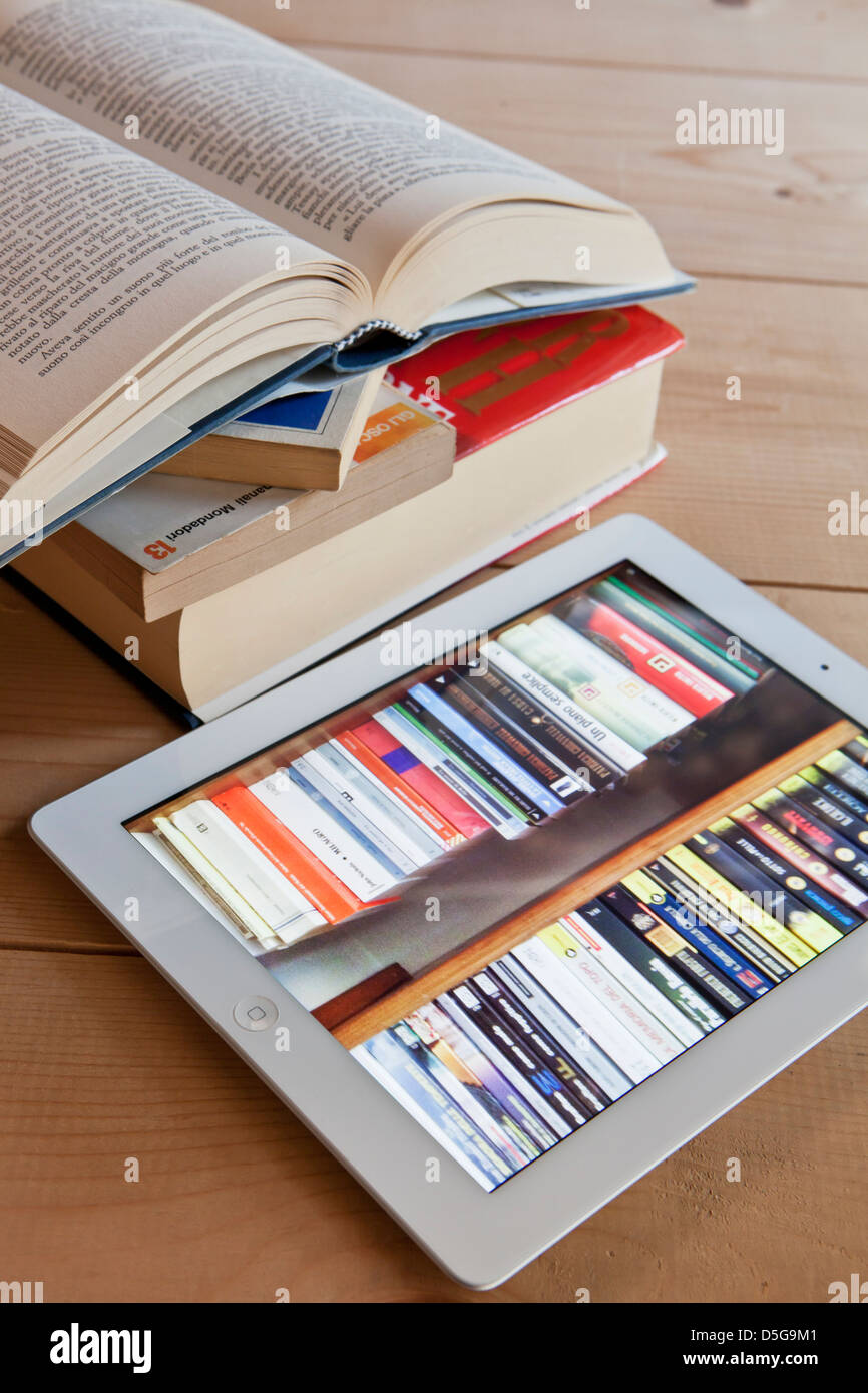 books and ipad Stock Photo - Alamy