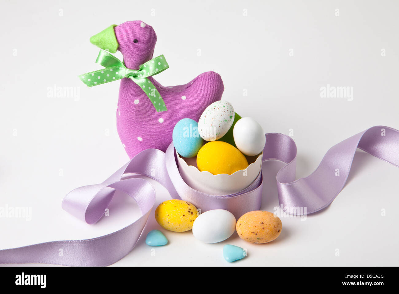 duck with sugar easter eggs Stock Photo - Alamy
