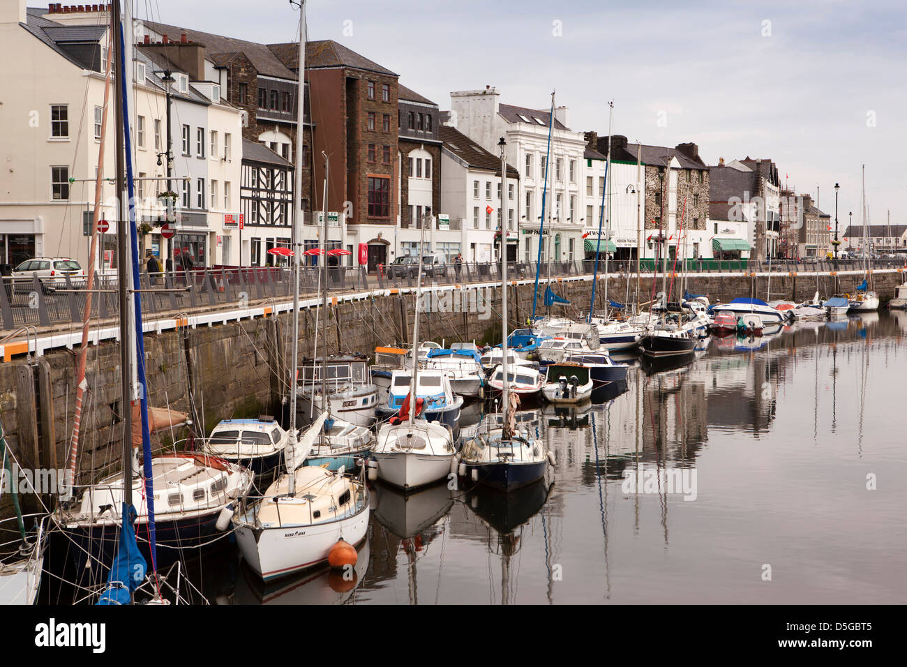 Isle of Man, Douglas, North Quay, boats moored in Sulby River harbour ...